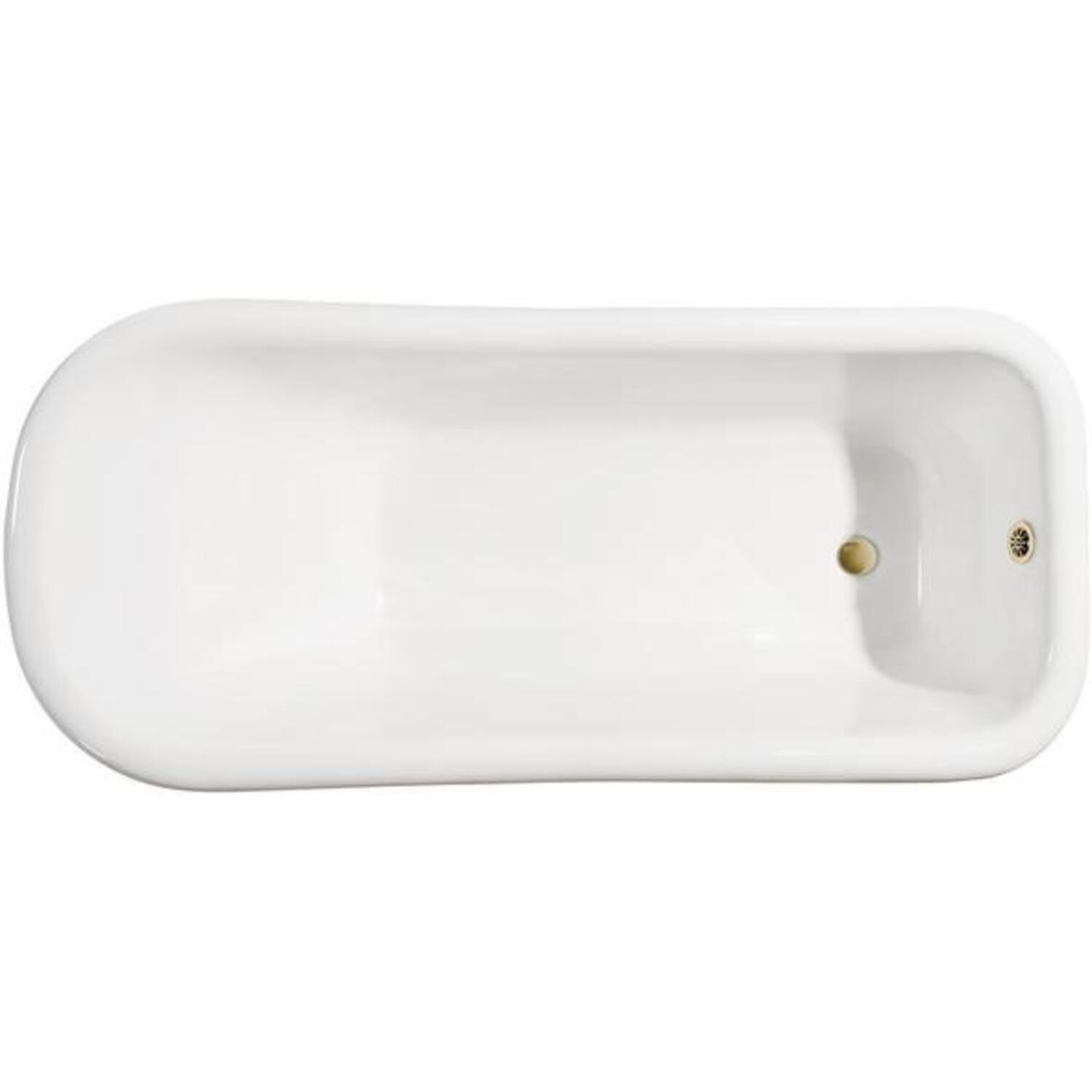 Streamline Bath 66 inch Cast Iron R5281WH-GLD Soaking Clawfoot Tub With ...