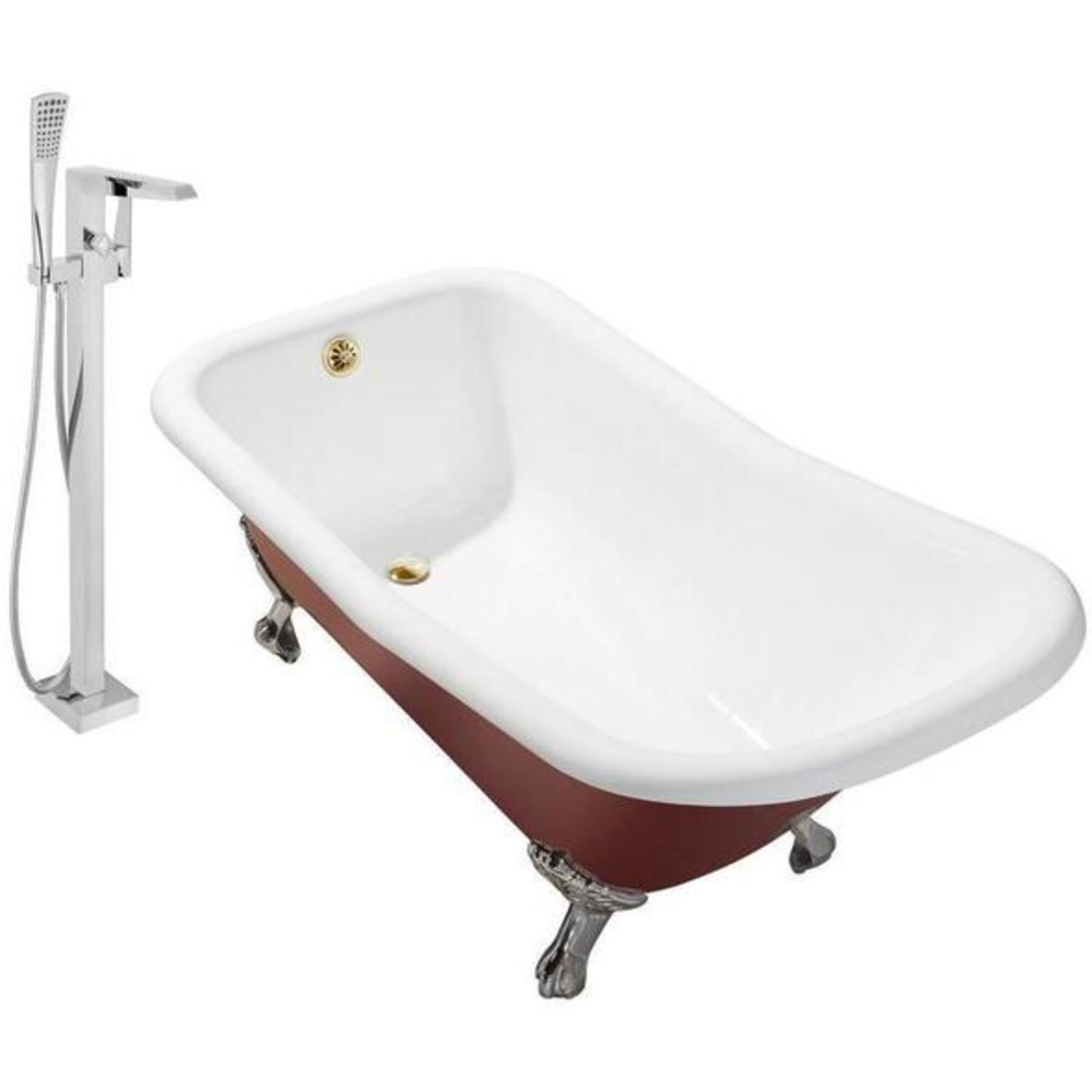 Streamline Bath Faucet And Cast Iron Tub Set 66 inch RH5280CH-GLD-100 ...
