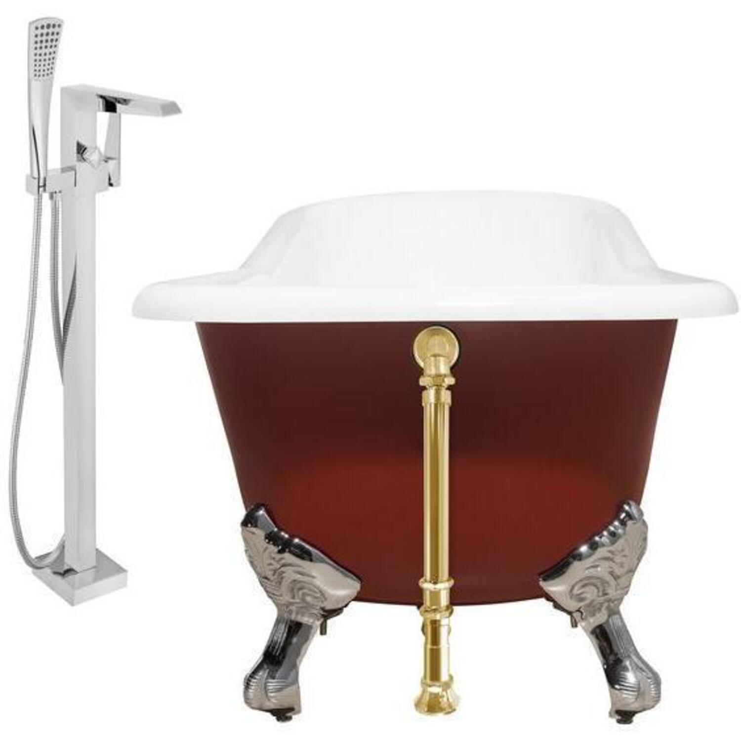 Streamline Bath Faucet And Cast Iron Tub Set 66 inch RH5280CH-GLD-100 ...